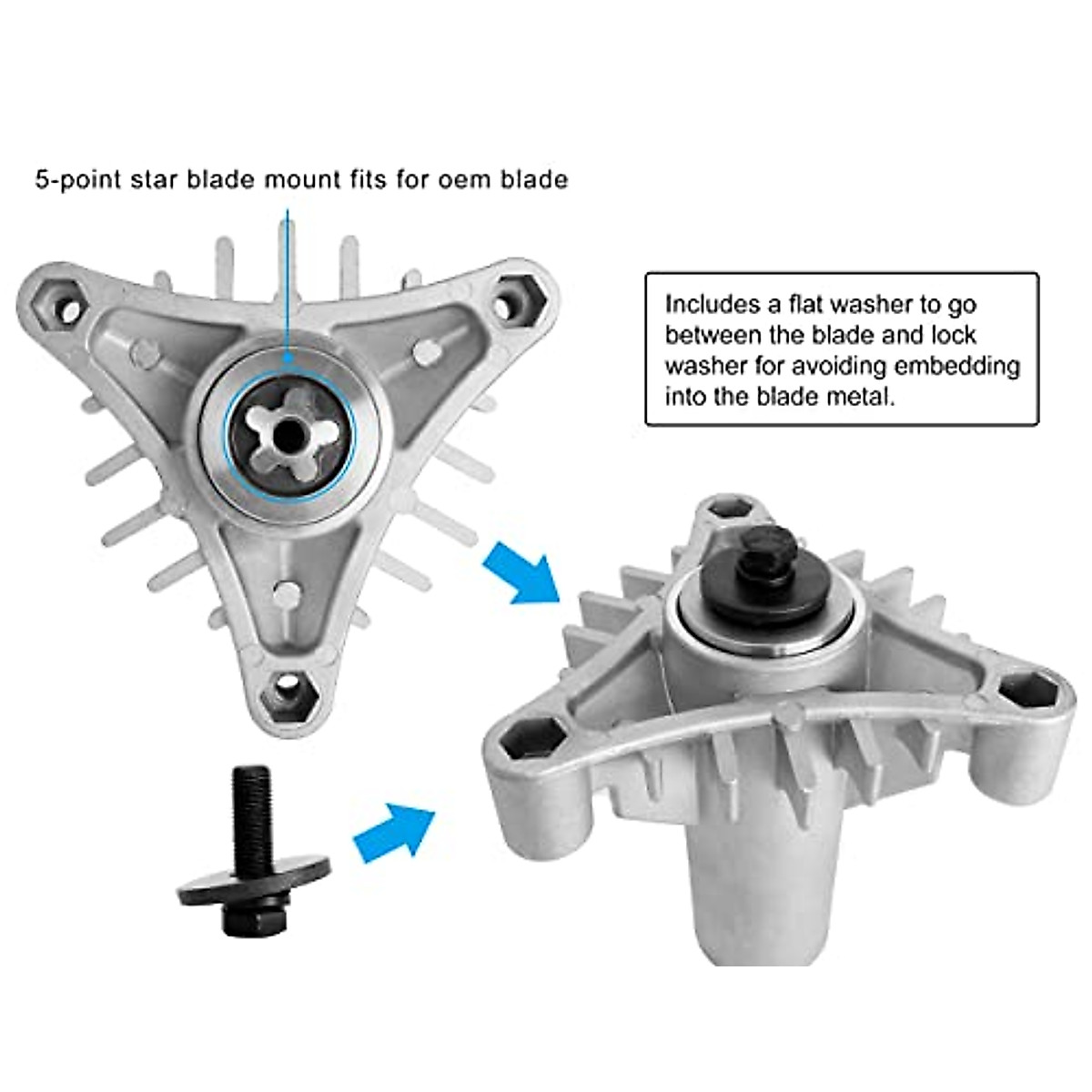 Replacement 130794 Spindle 153535 Pulley Compatible with Craftsman Mower - Spindle Assembly with Pulley Compatible with Craftsman LT1000 LT2000 DYT4000 42" Deck Tractor, HU, Poulan Pro Riding Mower