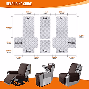 VANSOFY Loveseat Recliner Cover with Console 100% Waterproof Sofa Slipcovers Non-Slip Reclining Couch Covers Split Sofa Cover Furniture Protector for Pets, Dogs(Chocolate)