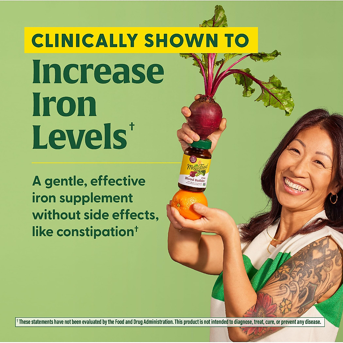 MegaFood Blood Builder - Iron Supplement Clinically Shown to Increase Iron Levels Without Side Effects - Iron Supplement for Women with Vitamin C, Vitamin B12 and Folic Acid - Vegan - 30 Tabs