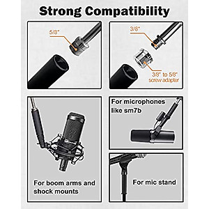 Boseen Mic Stand Extension Tube, 5/8" Female to 5/8" Male Microphone Extension Pipe for Desk Stands & Arm Stand