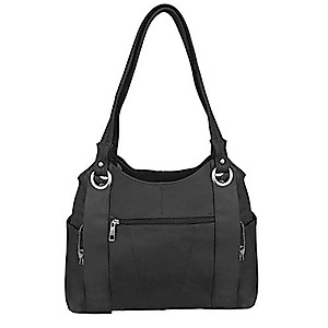Roma Leathers Leather Locking Concealment Purse - CCW Concealed Carry Gun Shoulder Bag (Black)