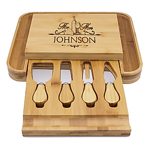 Customized Premium Charcuterie and Cheese Tray Serving Set with Spreader Utensil Tools for New Home, Anniversary or Wedding Gift for Couples