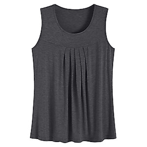 Latuza Women's Summer Pleated Tank Top Capris Pajamas Set 4X DarkGray