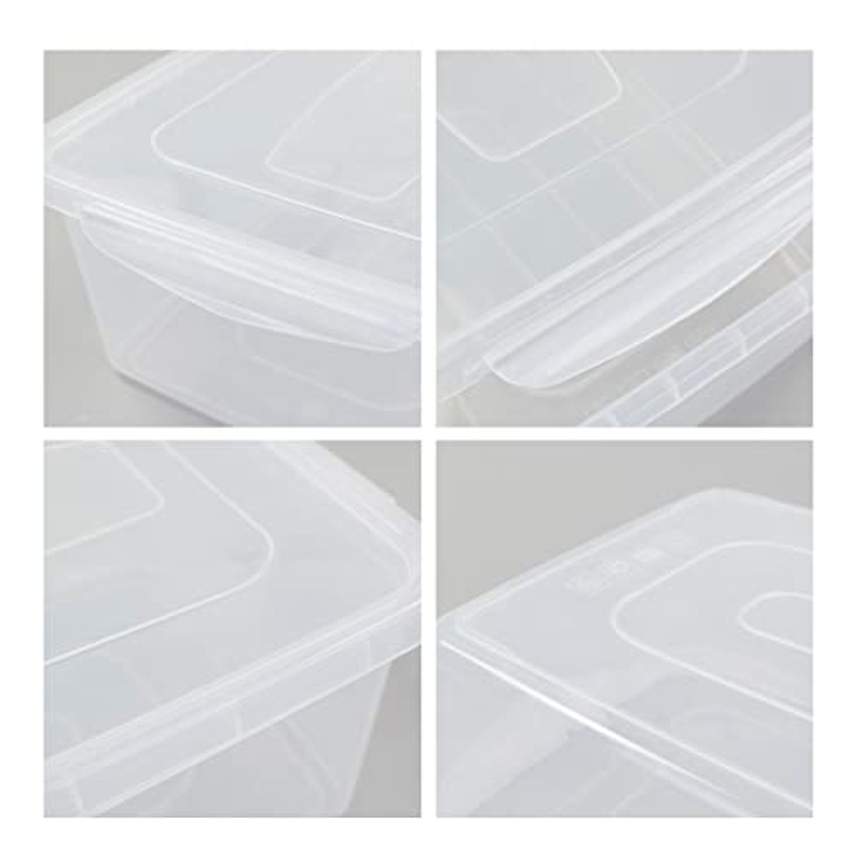 Yuright 4 Pack Lidded Storage Bins, Plastic Latching Box, 14 Quart