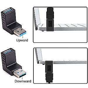 Hoydaa USB3.0 90 Degree Adapter, USB 3.0 Male to Female Right Angle Extension Adapter, USB Coupler Up and Down Angle Connector
