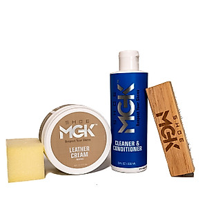 Shoe MGK Leather Care Kit - Conditioner Cream, Shoe Cleaner, Shoe Brush, Shoe Shine Sponge