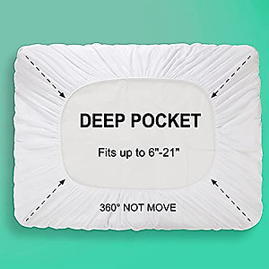 Extra Thick Waterproof Mattress Pad Queen Size Mattress Protector Bed Cover 8-21" Deep Pocket Cooling Quilted Fitted Pillow Top Mattress Topper