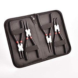 AGOOBO 4 Pack Snap Ring Pliers Set,7 inch Heavy Duty Internal/External Precision Cir-clip Retaining Ring Pliers Kit with Straight/Bent Jaw for Ring Remover Retaining and Remove Hoses with Storage Bag