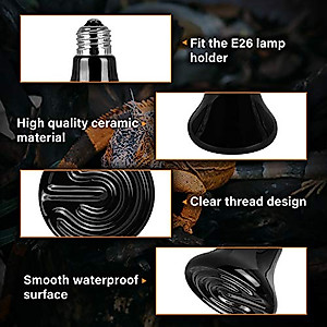 HealSmart 25W Mini Reptile Heat Lamp Ceramic Heat Emitter Bulb No Light Emitting Brooder Coop Heater for Amphibian Pet & Incubating Chicken