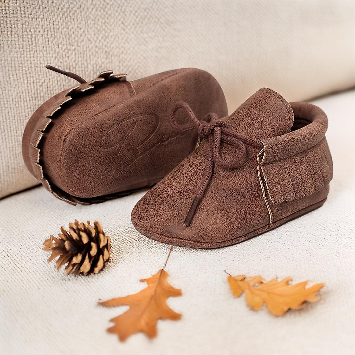 CENCIRILY Infant Baby Fringe Moccasin Slipper Boys Girls Tassel Suede Leather Toddler Sneakers Soft Sole First Walking Loafers Crib Shoes