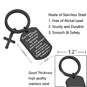 WSNANG Christian Gift Jeremiah 29:11 Keychain I Know The Plans I Have for You Keychain Religious Jewelry Christian Fans (black)