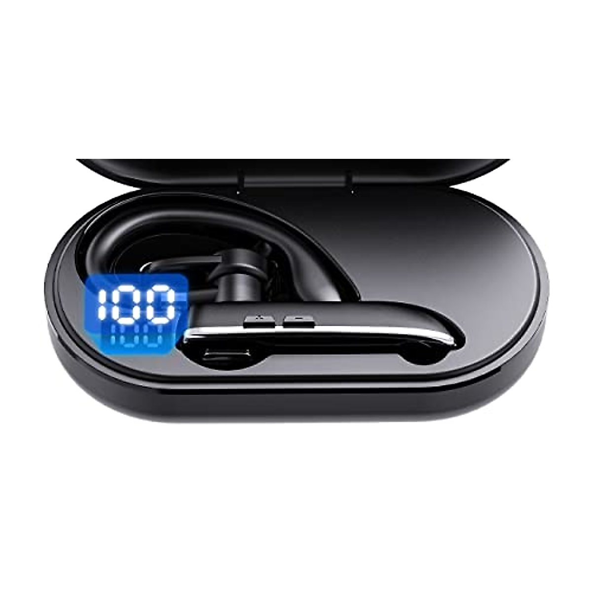 EUQQ Bluetooth Earpiece for Cellphone, Bluetooth V5.1 Headset Wireless Headphone with Noise Canceling Microphone for Office Driving,Hands-Free Earphones Compatible with Android/iOS (Zeus-Case)