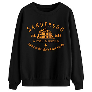 LHBNK Halloween Squad Sweatshirt Womens Hocus Pocus Long Sleeve Shirts Sanderson Sister Pullover Tops Blouse Black