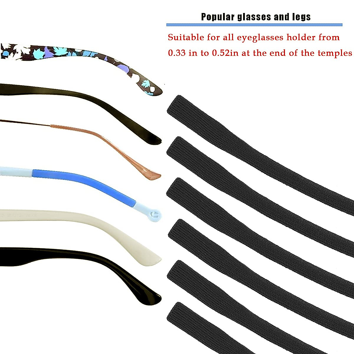 HALF CRESCEN Glasses Strap- Sports Glasses Holder (Pack of 6) Unisex Sunglass Strap,Soft Comfortable Eye Glasses String Strap for Men Women