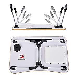 Laptop Bed Desk Table Tray Stand with Cup Holder/Drawer for Bed/Sofa/Couch/Study/Reading/Writing On Low Sitting Floor Large Portable Foldable Lap Trays Eating and laptops(Walnut)