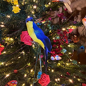 LWINGFLYER 7.8" Blue Artificial Parrot Foam Feathered Parrot Clip on Bird for Shoulder Prop Pirate Costume Decoration Christmas Tree Ornament Modern Home Garden Decor