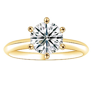 YOYEEWYNS 1.5CT 14K Gold Plated Solitaire Round Cubic Zirconia Engagement Rings for Women Wedding Bands Her Promise Ring Size 10