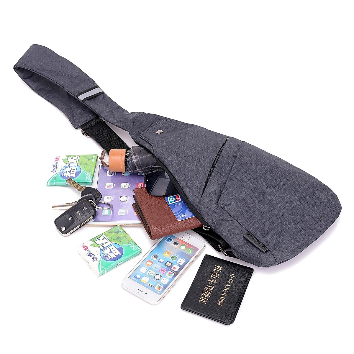 Wytidian Sling Bag Anti-Thief Crossbody Bag for Men Women Lightweight Personal Pocket Chest Bag for Travel Hiking Camping (Dark Grey)