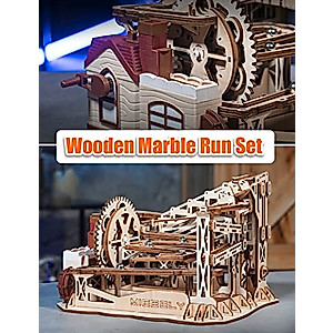 MIEBELY Electrical 3D Wooden Puzzles Craft Toys DIY Marble Run Model Building Kits Block Toys W/Motor, Mechanical Gear Engineering Kit Home Decor Hobbies Idea Valentines Day Gifts for Him Adults Teens