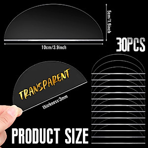 Bucherry 30 Pcs Clear Acrylic Wedding Place Cards, 2 x 4 Inch Half Circle Acrylic Sign DIY Blank Semicircle Acrylic Table Numbers Wish Sign Wedding Reception Event Birthday Party Restaurant