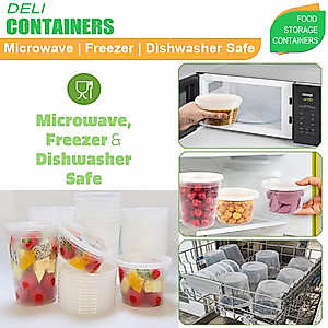 [65 Sets, 3 Sizes] Food Storage Containers with Lids, 8oz, 16oz, 32oz Plastic Deli Containers with Airtight Lids and Spoons, BPA Free, Stackable, Leakproof, Microwave | Dishwasher | Freezer Safe