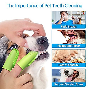 Pijaborg 2 Pack Dog Toothbrush, Finger Toothbrush Kit, 135ºSurround Bristles for Easy Teeth Cleaning, Double-Finger Toothbrush Dental Care for Puppies, Cats and Small Pets