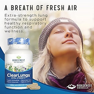 RidgeCrest Herbals ClearLungs Extra Strength, Daily Health Supplement, Natural Lung and Nasal Wellness Formula for Bronchial, Respiratory, Immune, Sinus, and Mucus Support (60 Vegan Caps, 30 Serv)