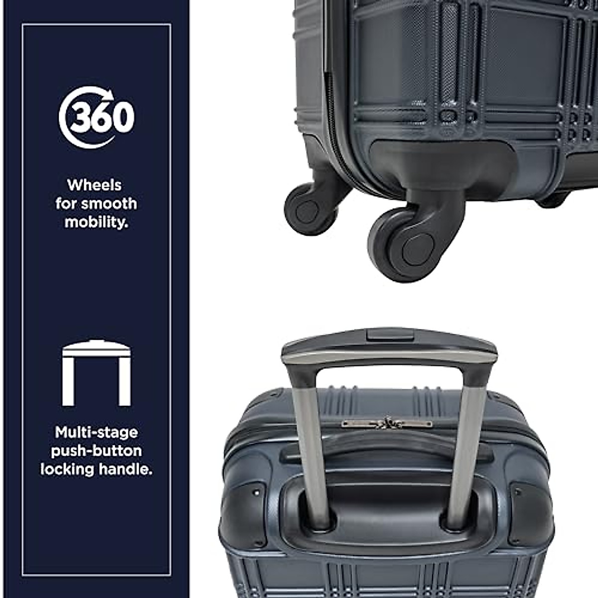 Ben Sherman Nottingham Lightweight Hardside 4-Wheel Spinner Travel Luggage, Naval, 28-Inch Checked