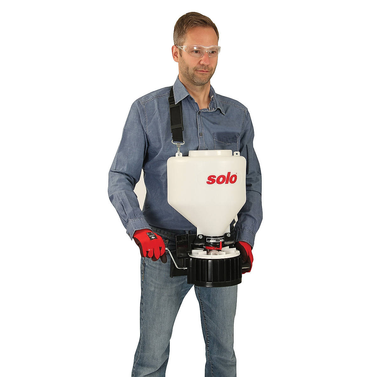 SOLO Inc. Solo 421 20-Pound Capacity Portable Chest-mount Spreader with Comfortable Cross-shoulder Strap - 421S, White, 20lb