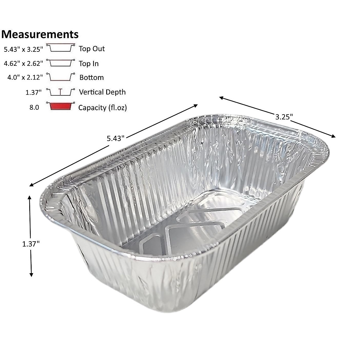 PACTOGO 8 oz. Aluminum Foil EXTRA-MINI Loaf Pans Small Disposable Miniature Bread Container – ½ Pound Baking Tin Liners, Perfect to Bake Cakes, Bread Loaves, and Meat - 5.4 x 3.25 x 1.3 (Pack of 10)