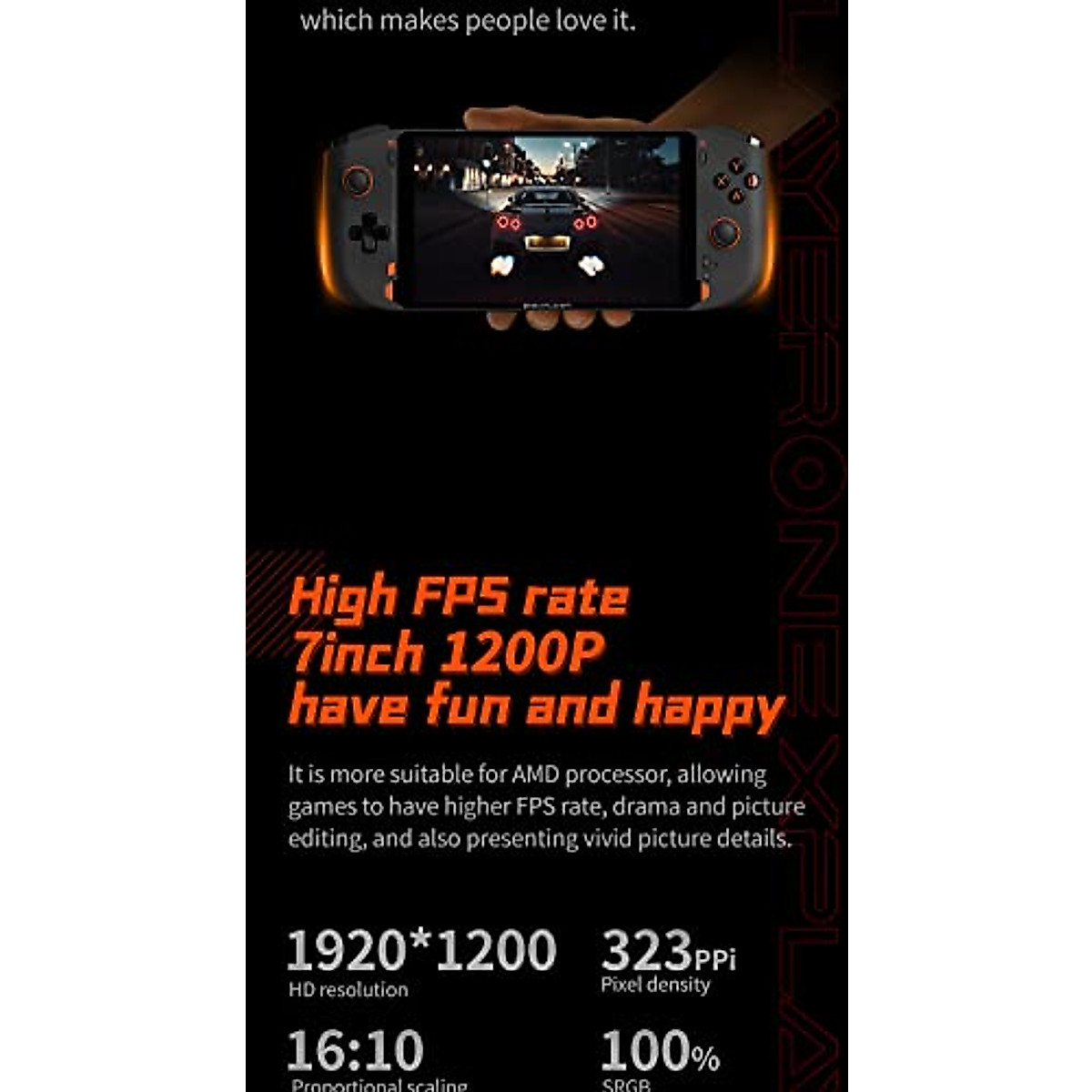 QUJUSO OnexPlayer Mini Pro 7" Handheld Game Console Portable PC Mini Laptop UMPC Win 11 AMD Ryzen 7 6800U 16GB LPDDR4 RAM/512GB NVMe M.2 SSD 1920 *1200 Display Screen(Black)