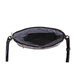 SG SUGU Glossy Magazine Cover Lightweight Medium Dome Crossbody Bag Michelle Obama Purse | Black