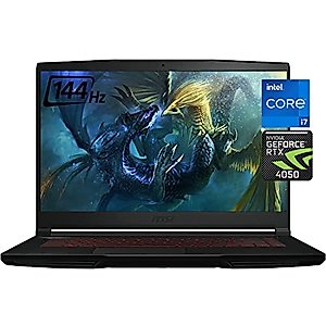 MSI Thin GF63 15.6" 144Hz Gaming Laptop Newest, Intel Core i7-12650H, NVIDIA GeForce RTX 4050, 16GB RAM, 512GB NVMe SSD, Type-C, Cooler Boost 5, Win11 +GM Accessories