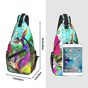 Lightweight Sling Spring Floral Butterfly Hummingbird Backpack Sling Bag Travel Hiking Small Backpack For Women Men Kids Gifts