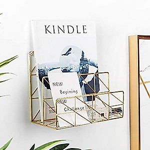 Magazine Rack Wall Wrought Iron Bookshelf Gold Shelf Living Room Creative Home Wall Magazine Storage Rack Best Gift (Color : Gold, Size : 251220cm)