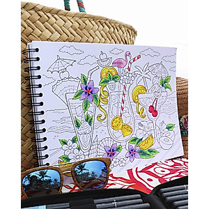 ColorIt Colorful Tropical Scenes Adult Coloring Book - 50 Single-Sided Designs, Thick Smooth Paper, Lay Flat Hardback Covers, Spiral Bound, USA Printed, Tropical Pages to Color