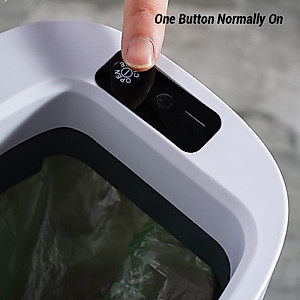 ALEEIK Motion Sensor Trash Can with Lid,3.7 Gallon Automatic Touchless Trash Can Slim Smart Plastic Narrow Trash Bin Wastebasket Rechargeable Waterproof Garbage Can, Gray
