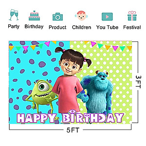 Monster Inc Backdrop for Birthday Party Decorations Girl Boo Monster Background for Baby Shower Party Cake Table Decorations Supplies Monster Inc Theme Banner 5x3ft