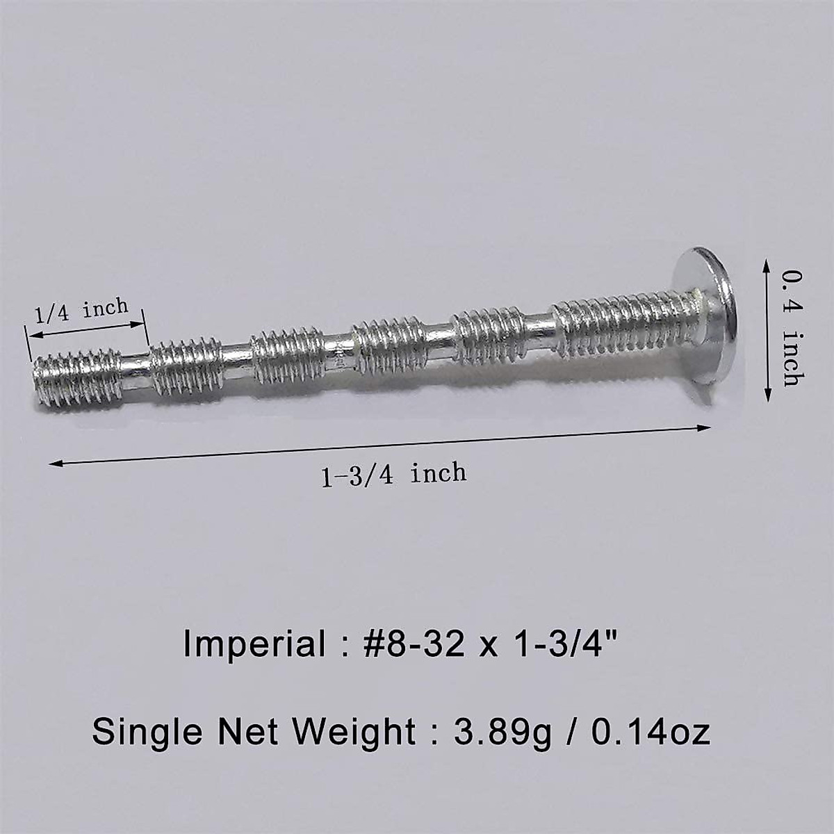 Truss Head Break Away Screws, Imperial 8-32 Thread x 1-3/4", 80-Pcs/11ounces Long Slub Bolts for Cabinet Drawer and Door Handles and Knobs，Long Slub Machine Phillips Screws