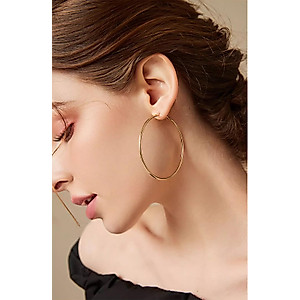 Cocadant Big Gold Hoop Earrings for Women,3 Colors Large Thin 60mm Silver Hoop Earrings Set Stainless Steel 14K Gold Plated with Hypoallergenic Sterling Silver Post