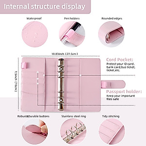 Budget Binder Cash Envelopes for Budgeting Money Organizer for Cash Money Envelopes for Cash Leather A6 Budget Binder with Zipper envelopes (Pink)