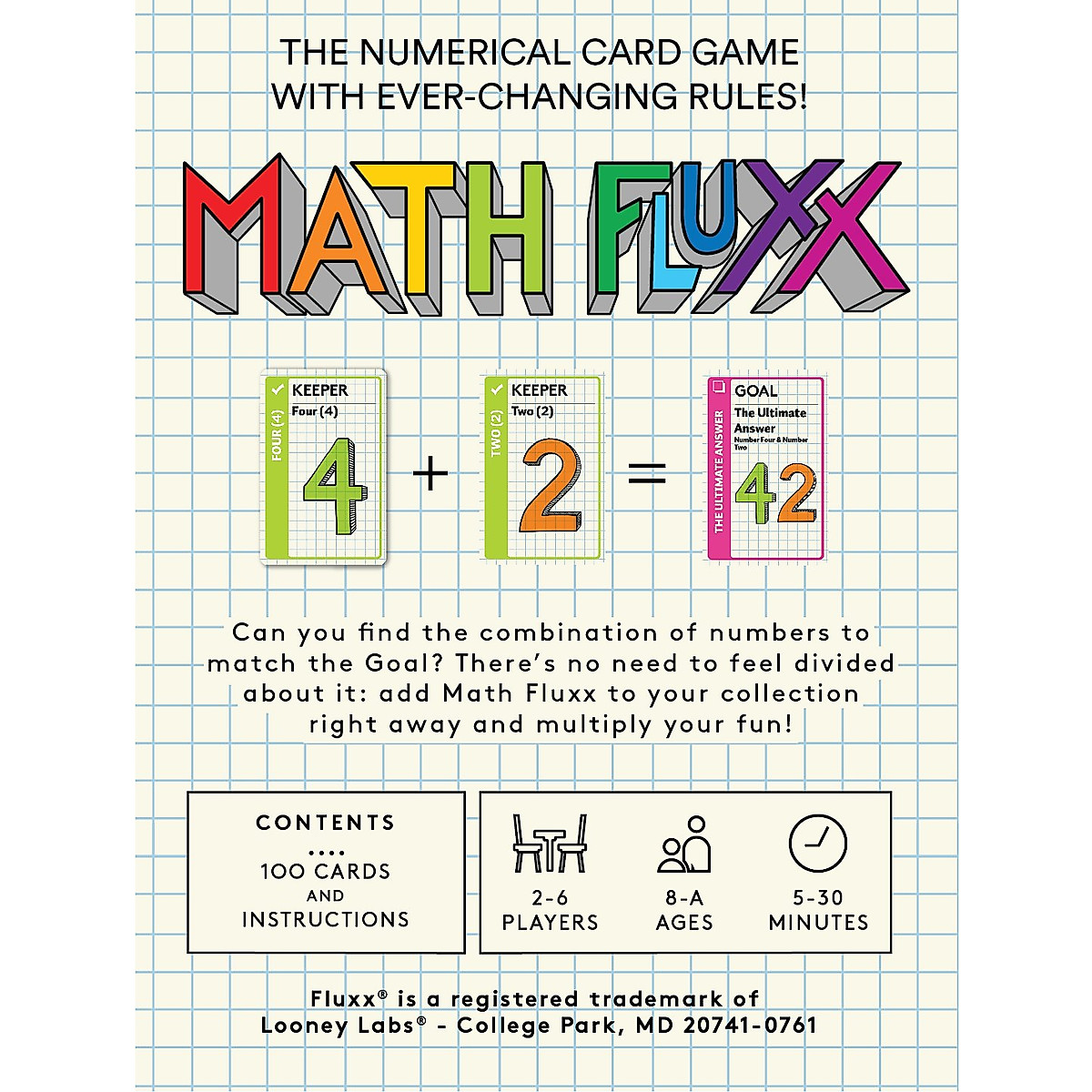 Looney Labs Math Fluxx Card Game - Mathematical Adventure for All Ages