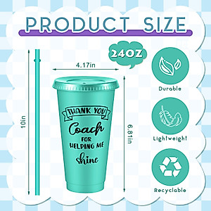 Hollowfly 6 Sets Coaches Gifts Best Coach Ever Plastic Cup with Lid and Straw 24 oz Coach Keychain Whistles Coaches Gifts Christmas Gifts Thank You Gifts for Football Basketball Coach(Multicolor)