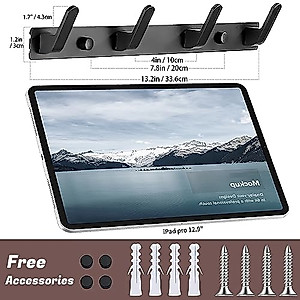 mtisdod Coat Rack Wall Mount Coat Hooks Wall Mounted Black Wall Hooks for Hanging Coat Hanger Wall Coat Rack with Hooks Towel Hooks for Bathrooms Space Saving Aluminum (2 Pack)