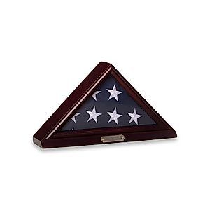 Bey-Berk Custom Personalized Solid Wood Triangle Glass Front Flag Display Case, Holds 3ft by 5ft Flag, Not Suitable for Burial or Memorial Flag (Mahogany) (Mahogany)