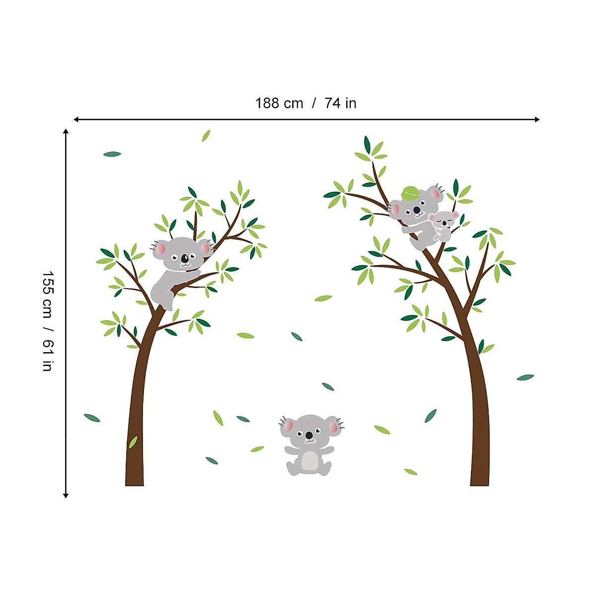 ufengke Koala Tree Wall Stickers Animal DIY Wall Decals Art Decor for Kids Bedroom Nursery Living Room