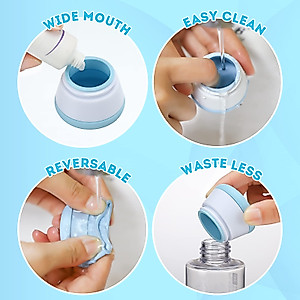 BBTO 18 Pack Silicone Travel Containers for Toiletries 10ml 20ml Leakproof Cream Jars with Lids 4 Mini Spatula Labels Toiletry Bag for Cosmetic Face Body Hand Cream Skincare