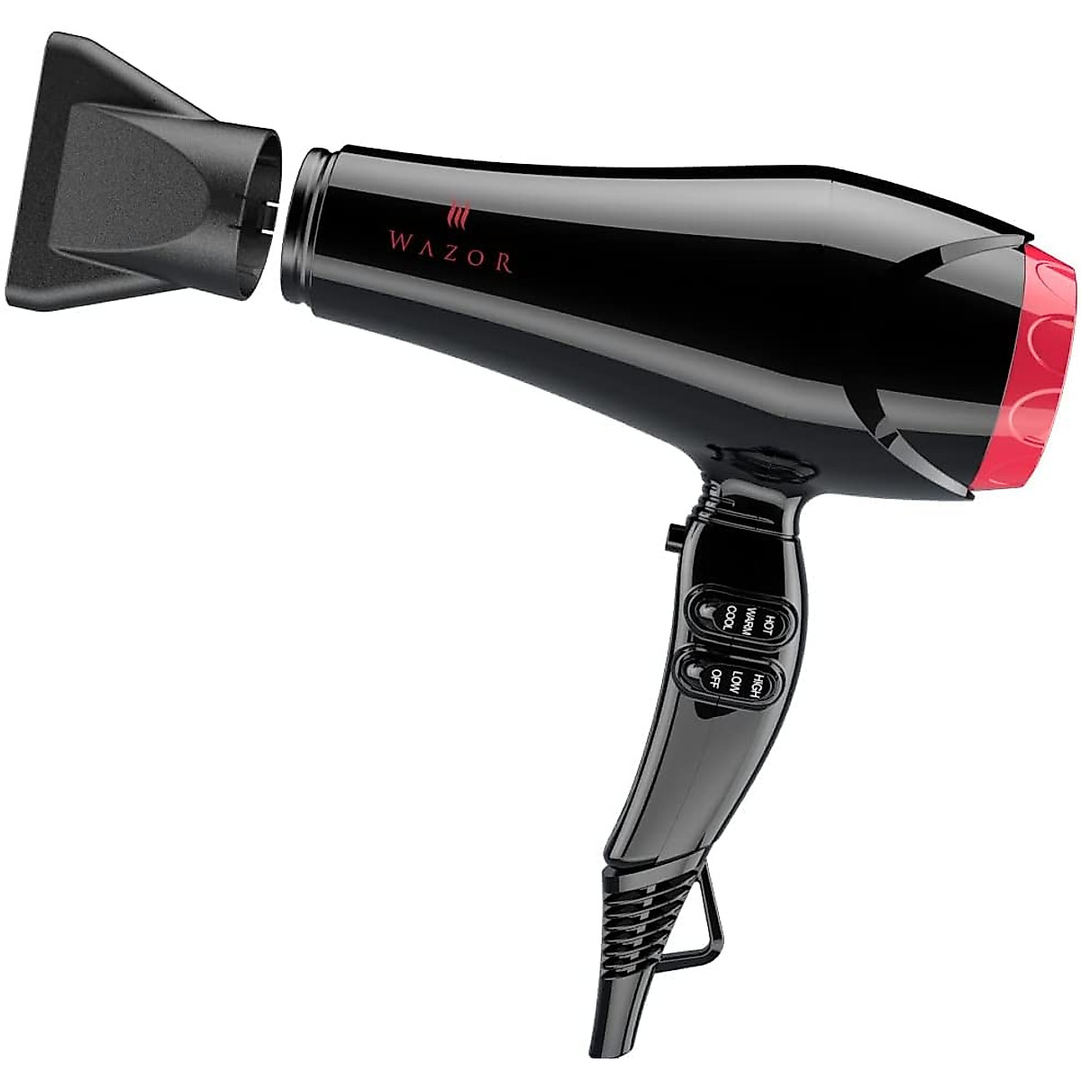 Wazor Ionic Lightweight Hair Dryer 1875W Ceramic Powerful Blow Dryer Pro AC Motor for Quick Drying, 2 Speed / 3 Heat Settings, Concentrator