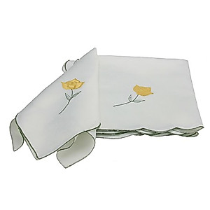 Xia Home Fashions Embroidered Napkin, 21 by 21-Inch, Yellow Rose, Set of 4