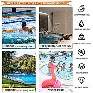 Pool Handrail 31.5 × 31.5 in Swimming Pools Railing,1PCS Stainless Steel Deck to Deck Mounted Pool Transitional Hand Rails - Complete Kit, for Spa Garden Round Pools